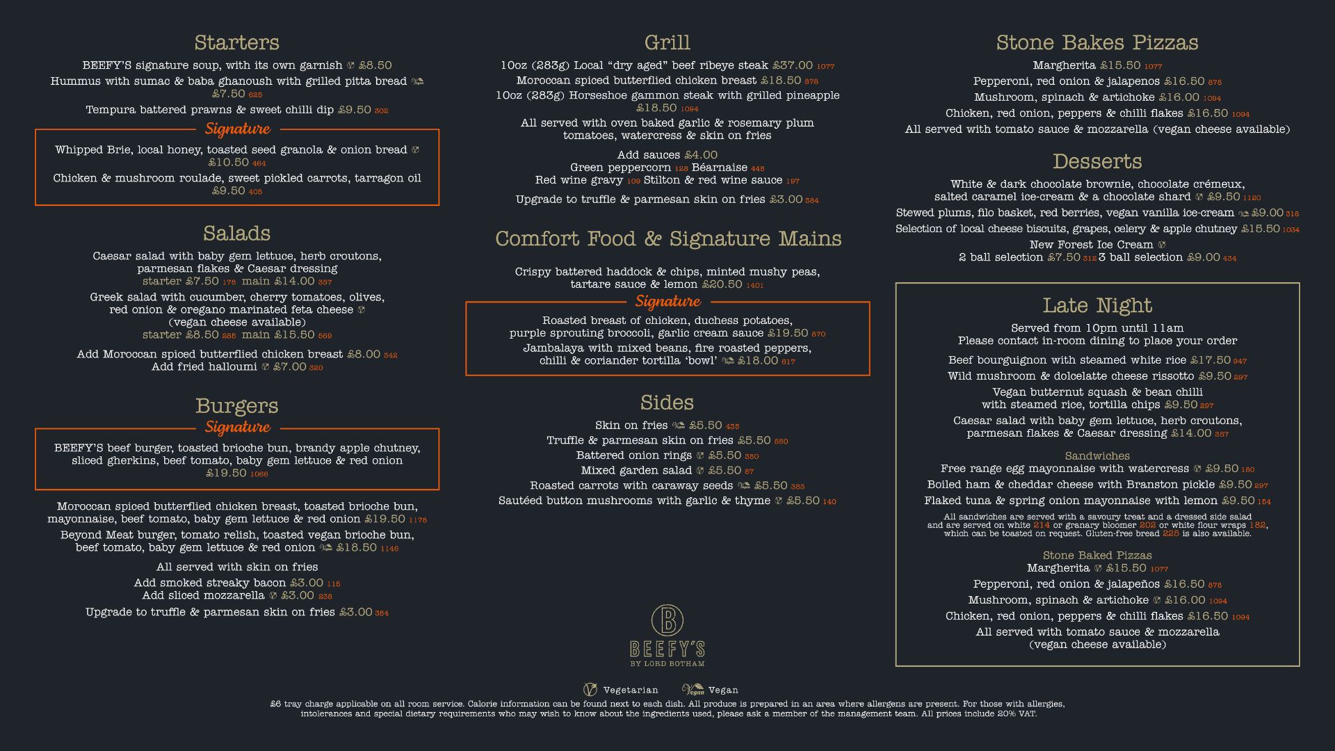 BEEFY'S by Lord Botham Bar & Restaurant Menus | Utilita Bowl
